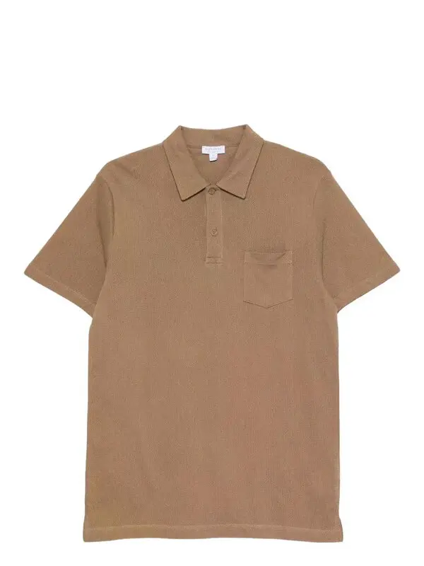 Sunspel Riviera Pocket Polo Shirt - Brown