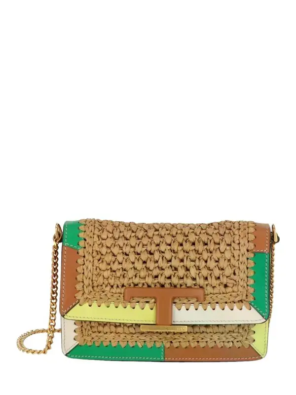 TOD'S T Timeless Woven Shoulder Bag - Brown
