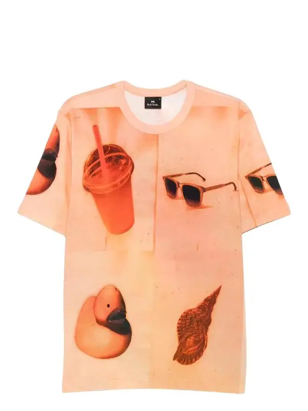 Paul Smith Photographic-print Cotton T-shirt - Orange