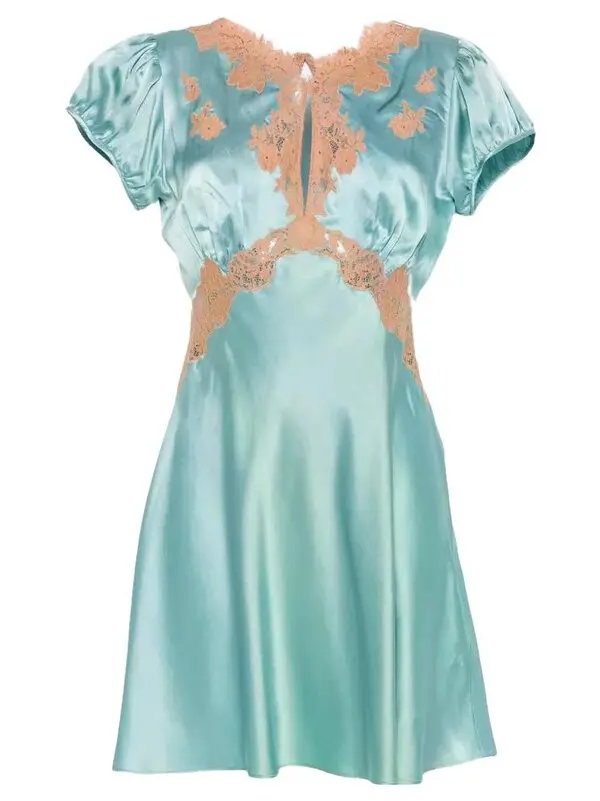 DÔEN Junia Lace-trimmed Mini Dress - Blue