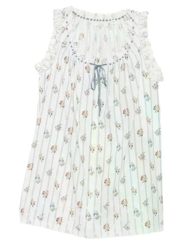 DÔEN Nessie Floral-print Ruffled Mini Dress - White