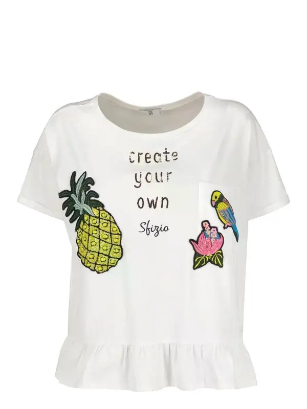 Vintage Pineapple Ruffle T-shirt - White
