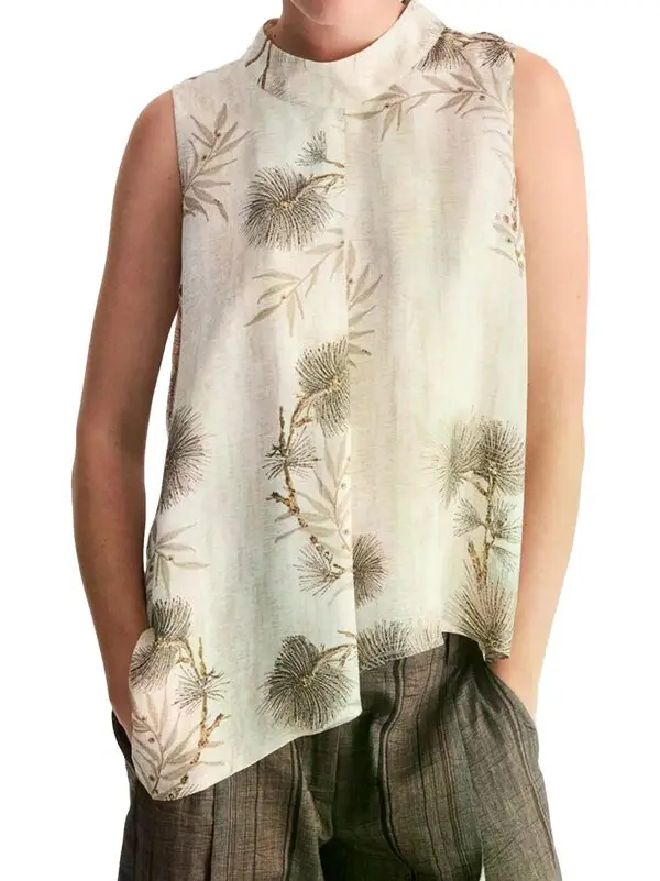 BIANCALANCIA Floral-print Sleeveless Blouse - Neutrals