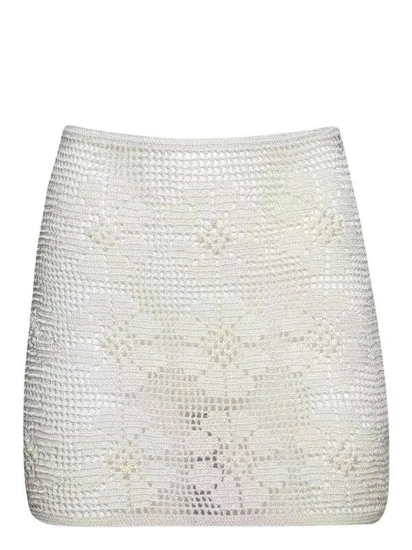 Calle Del Mar Daisy Chain Crochet Knit Skirt - Neutrals