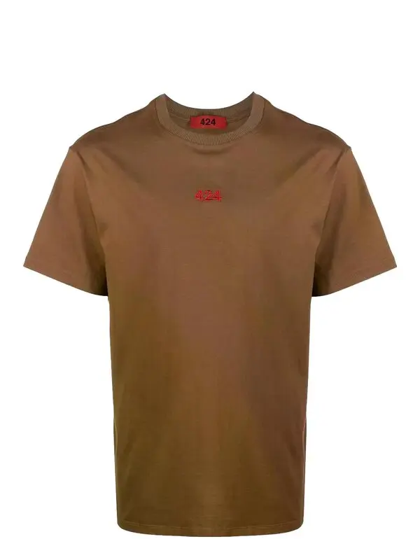 424 Embroidered Micro Logo T-shirt - Brown