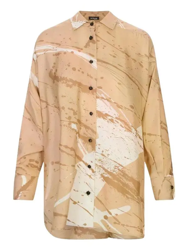 Kiton Abstract-print Oversized Shirt - Neutrals