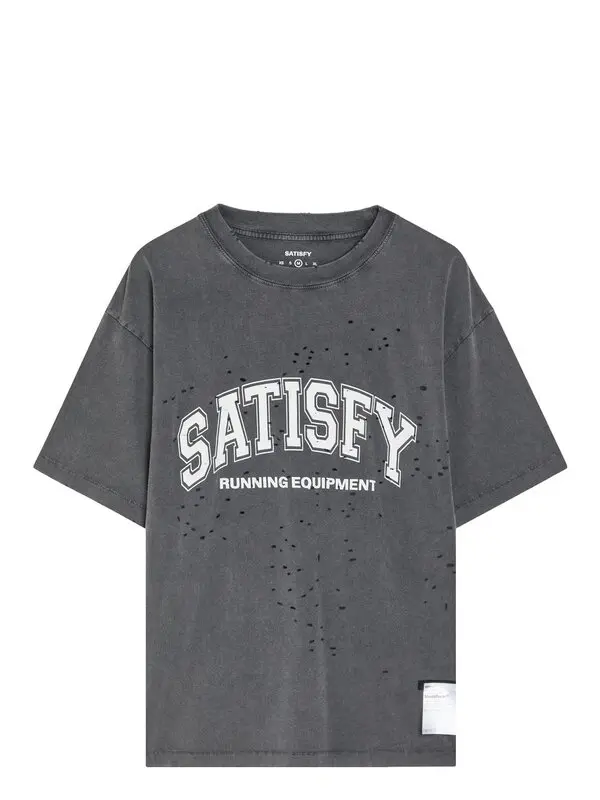 Satisfy Mothtech Distressed Cotton T-shirt - Black