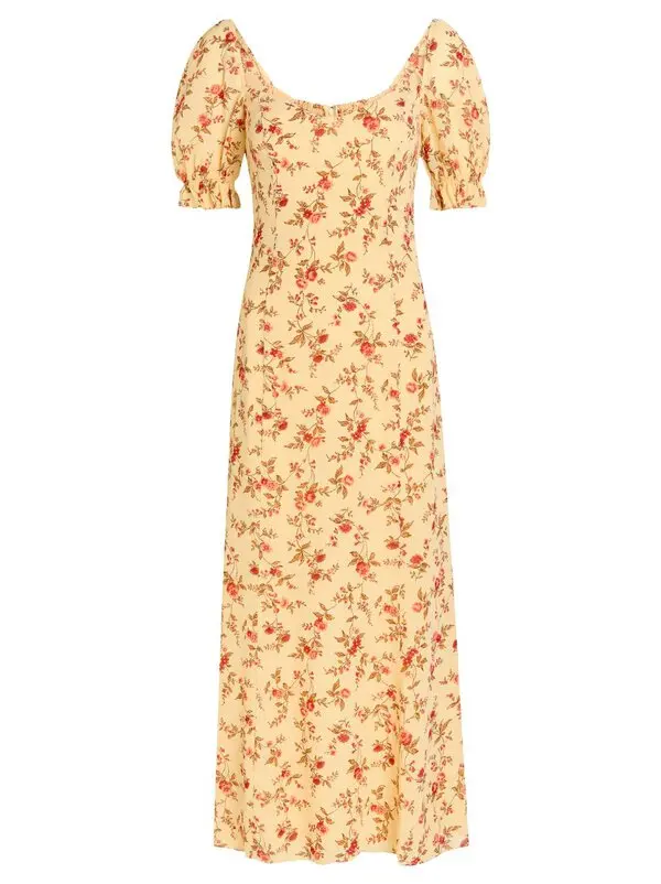 REFORMATION Gloria Floral-print Chiffon Midi Dress - Yellow