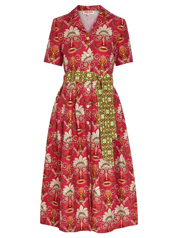 EMPORIO SIRENUSE Claudia Printed Shirt Dress - Red