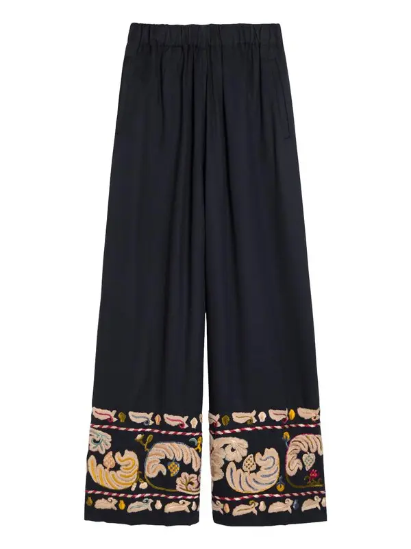 BODE Feather Runner Embroidered Cotton-blend Trousers - Multicoloured 1
