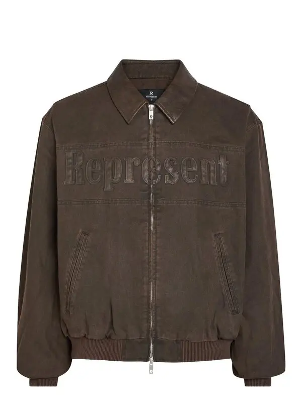 REPRESENT Roscoe Logo-appliquéd Cotton-twill Bomber Jacket - Brown