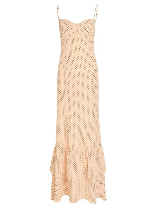 REFORMATION Fallon Polka Dot Chiffon Maxi Dress - Red