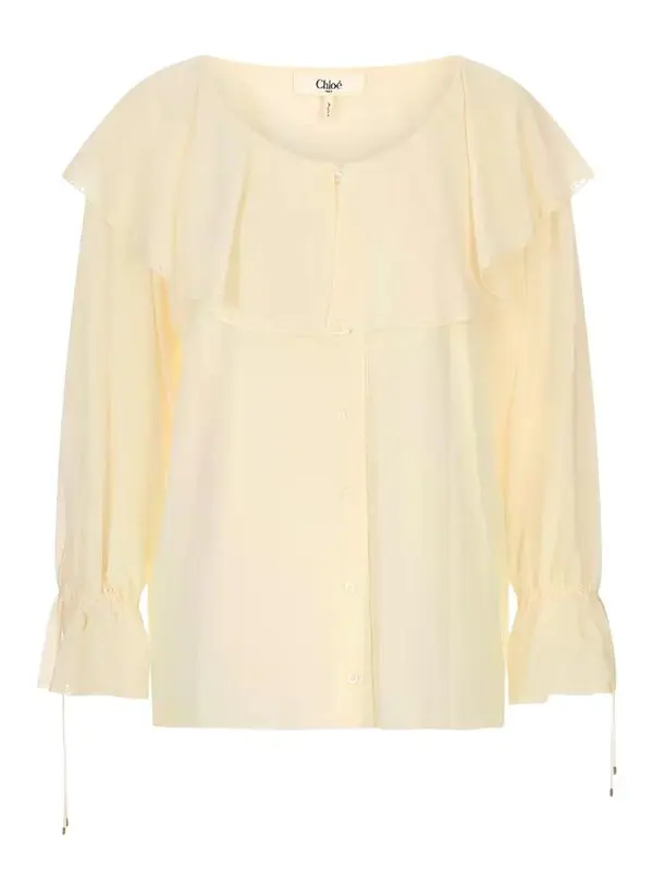Chloé Ruffled Lace-trim Blouse - Neutrals