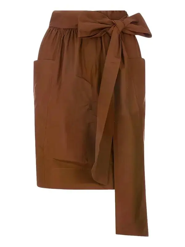 Chloé Bow-detail Pencil Skirt With Patch Pockets - Brown
