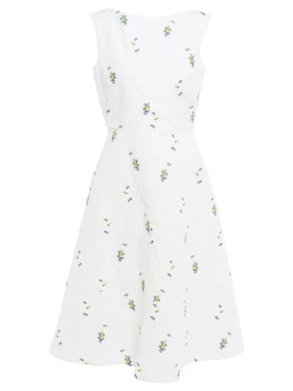 Erdem Maia Embroidered Cotton-blend Matelassé Dress - White