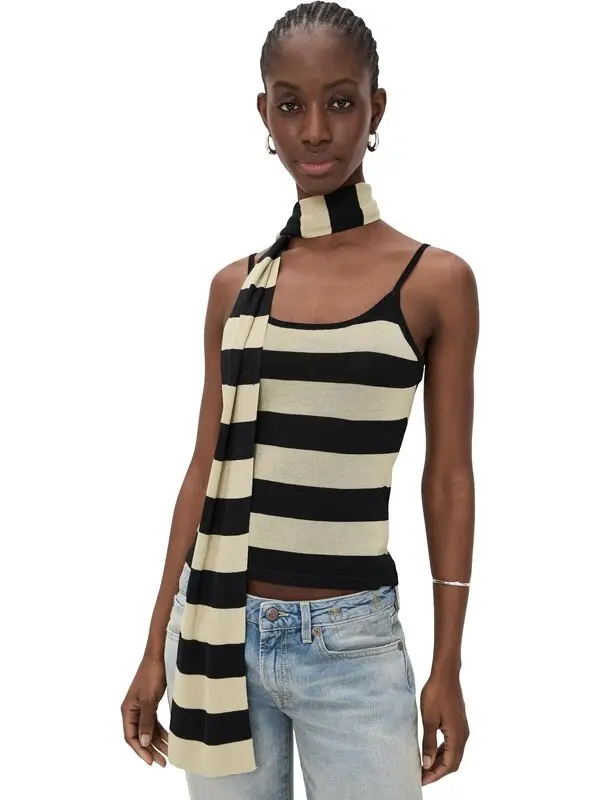 Lioness Dolce Tank Top With Scarf - Sand Stripe