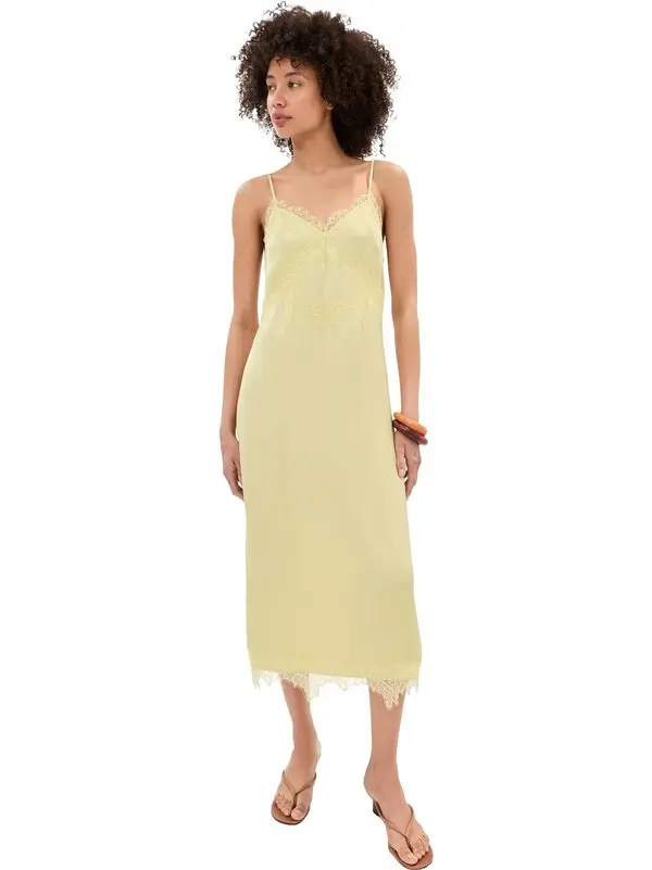 LE BOP Amara Satin Midi Dress - Honeydew