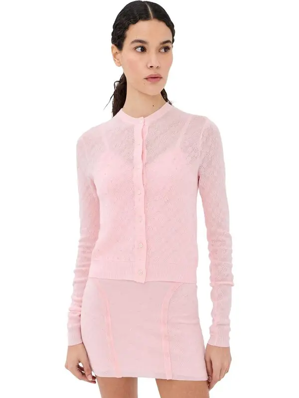 AREA Girly Rib Knit Cardigan - Pastel Pink