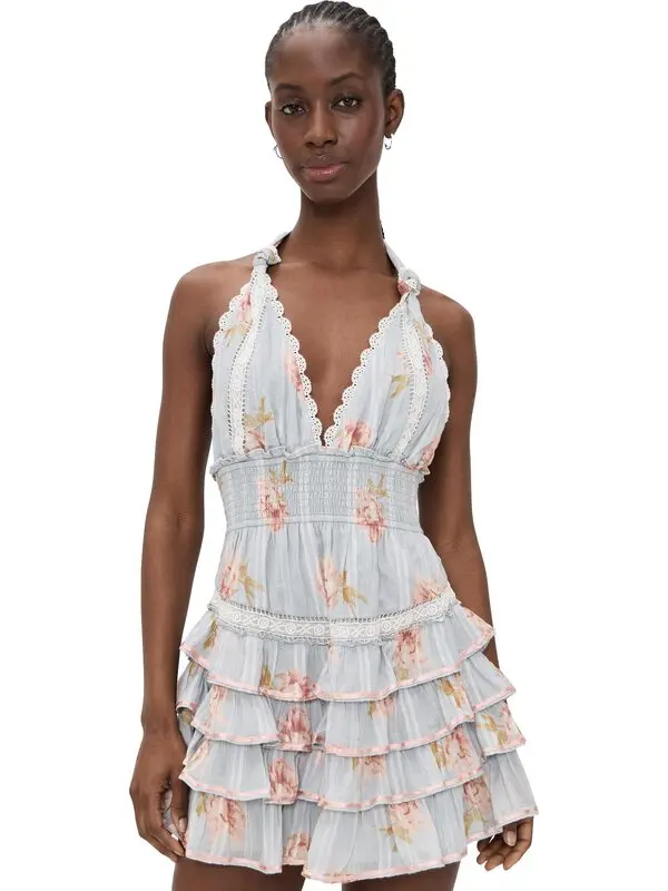 LoveShackFancy Kerch Mini Dress - Rustic Sky