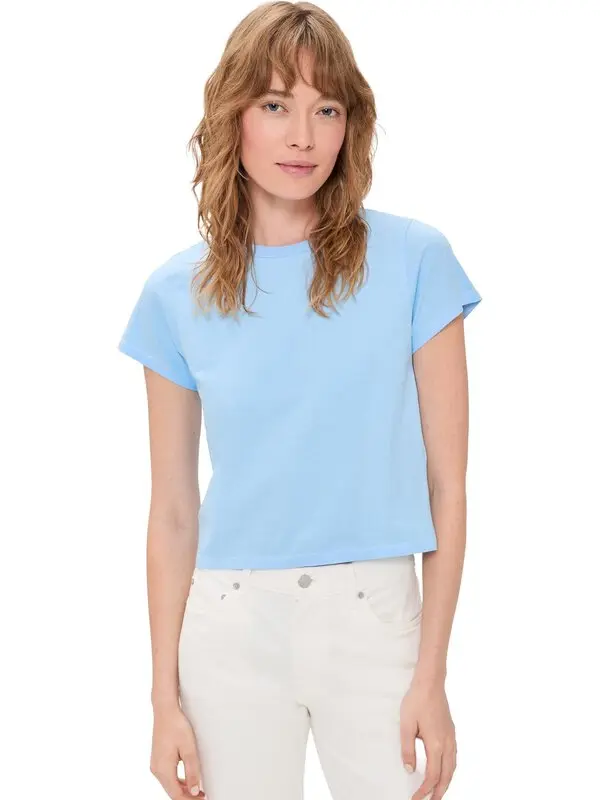 Renggli Cropped Stretch Cotton Tee - Baby Blue