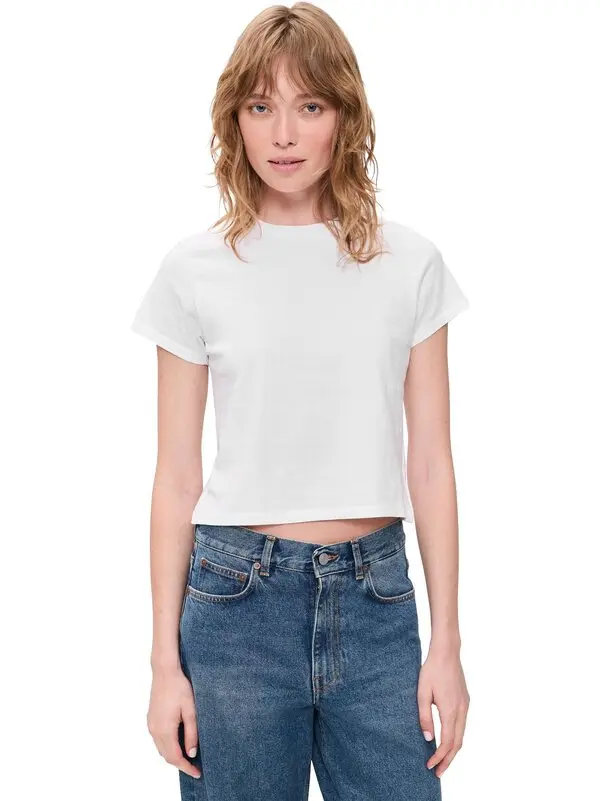 Renggli Cropped Stretch Cotton Tee - Chalk