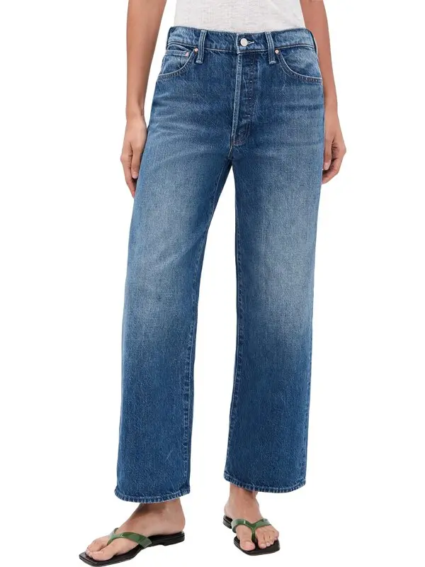 MOTHER The Dodger Button Flood Jeans - Green Thumb