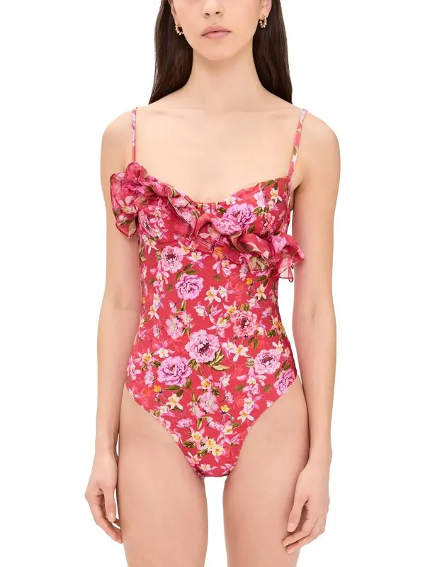 PatBO Peony Ruffle Bodysuit - Red