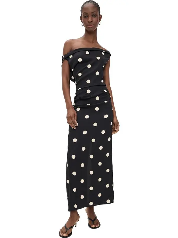 Lioness Sweetheart Maxi Dress - Noir Polka