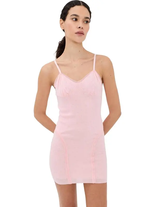 AREA Girly Rib Knit Mini Dress - Pastel Pink