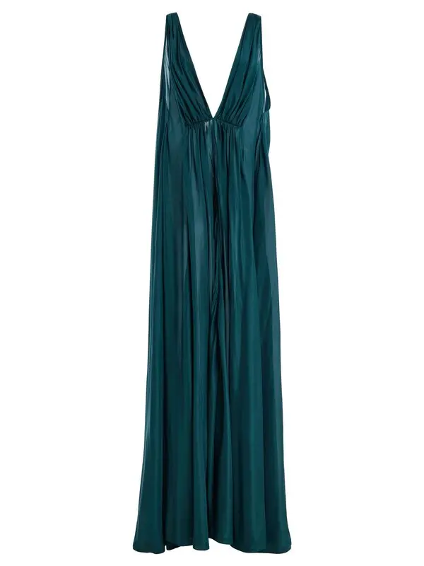 TEMILY Angelina Silk Habotai Maxi Dress - Blue
