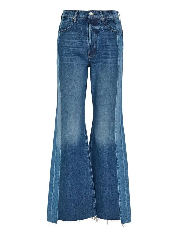 MOTHER The Tux Sidestepper Sneak Fray Wide-leg Jeans - Navy