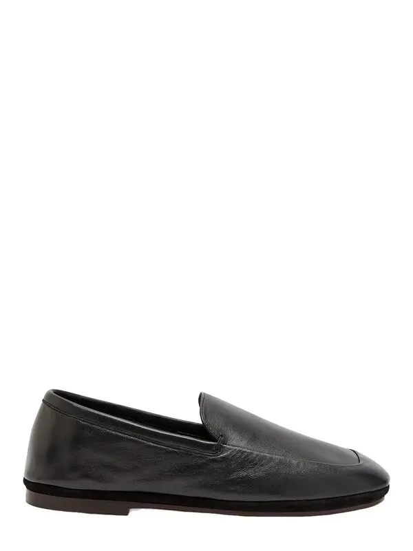 LEMAIRE Leather Loafers With Suede Insert - Black