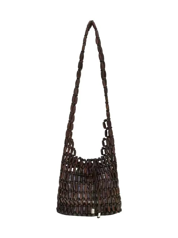 Staud Coronado Beaded Shoulder Bag - Brown