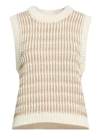 Ba&sh Knitted Two-tone Sleeveless Crewneck Sweater - Beige