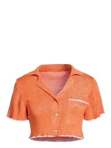 Jacquemus Knitted Shirt With Embroidered Logo - Orange