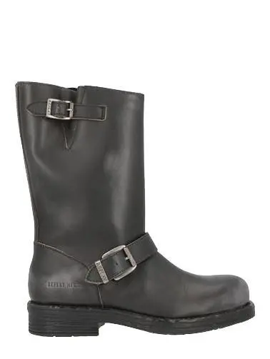 REPLAY Leather Buckled Zip-up Boots - Grey