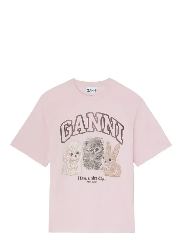 GANNI Animal Graphic T-shirt - Pink