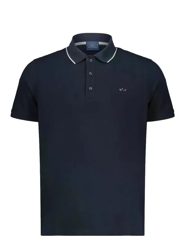 Paul & Shark Tipped-trim Logo-patch Polo Shirt - Blue