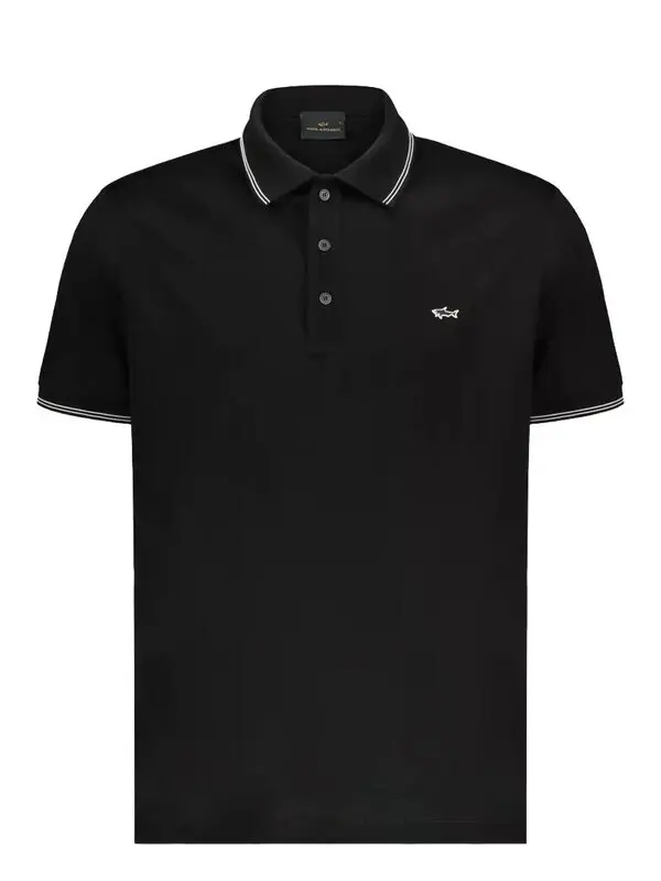 Paul & Shark Logo-embroidered Tipped Polo Shirt - Black