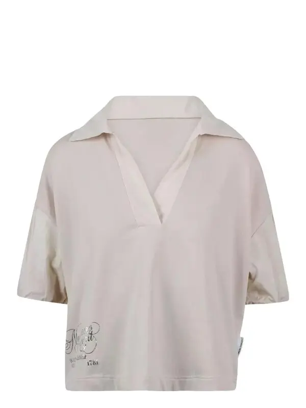 NOUMENO CONCEPT Puff-sleeve V-neck T-shirt - Neutrals