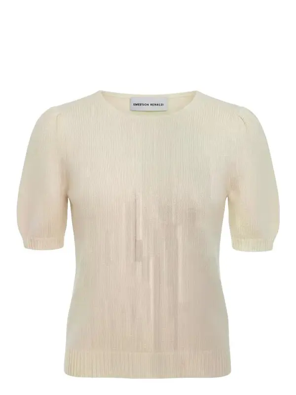 EMERSON RENALDI Crew-neck Cropped Sweater - Neutrals