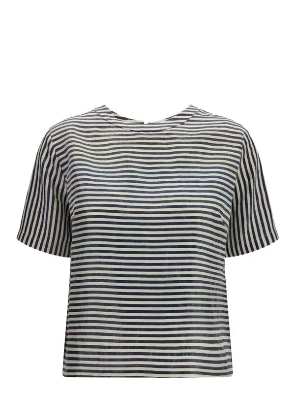 CRUNA Striped Button-back T-shirt - Neutrals