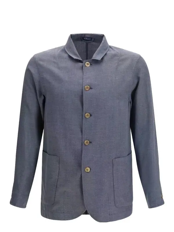 FINAMORE 1925 Button-up Patch-pocket Jacket - Blue