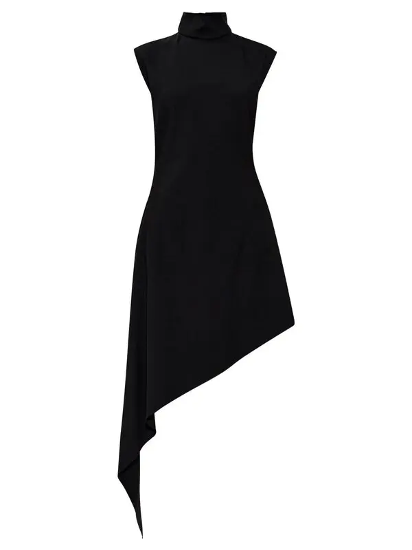 Alaïa Wool Dress With Asymmetric Hemline - Black