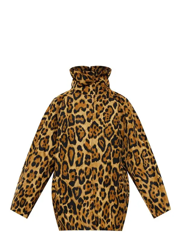 Alaïa Stand-up Collar Animal Print Jacket - Brown