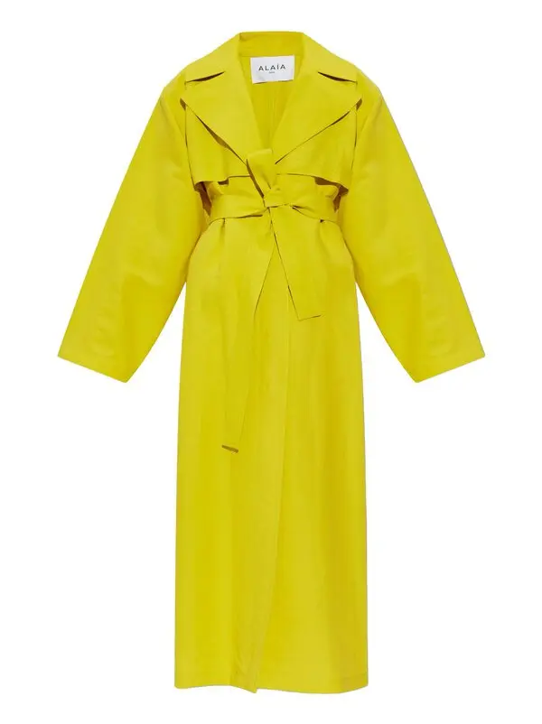 Alaïa Long Coat With Open Lapels - Yellow