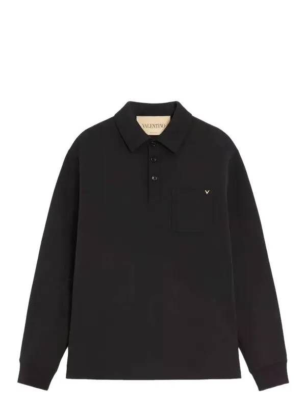 Valentino Garavani Cotton Polo Shirt With Vgold - Black