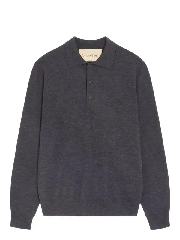 Valentino Garavani Wool Polo With Vlogo Embroidery - Grey