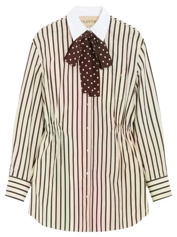 Valentino Garavani Printed Striped Poplin Shirt Dress - Neutrals