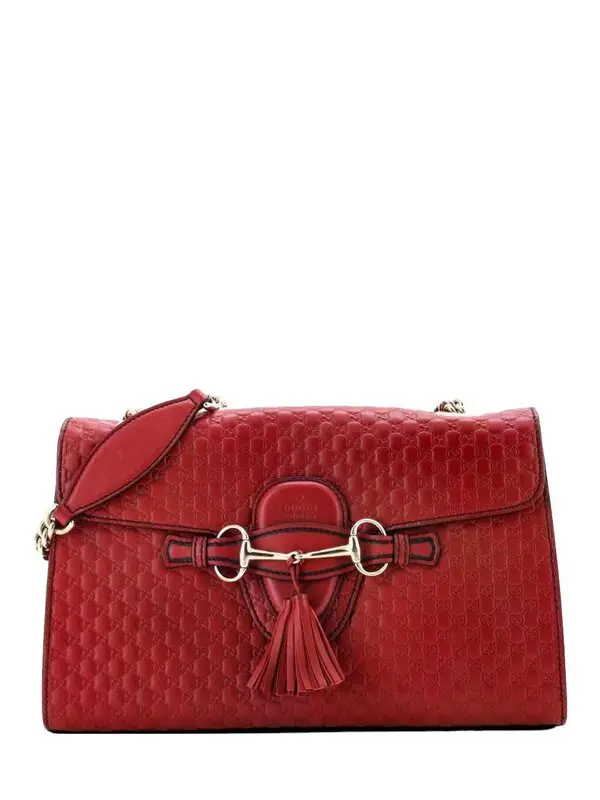 Gucci Emily Chain Flap Medium Shoulder Bag Microssima Leather - Red